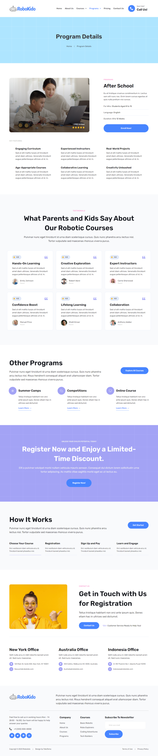 Robokido - Online Learning Courses for Kids Elementor Template Kit by Tokotema